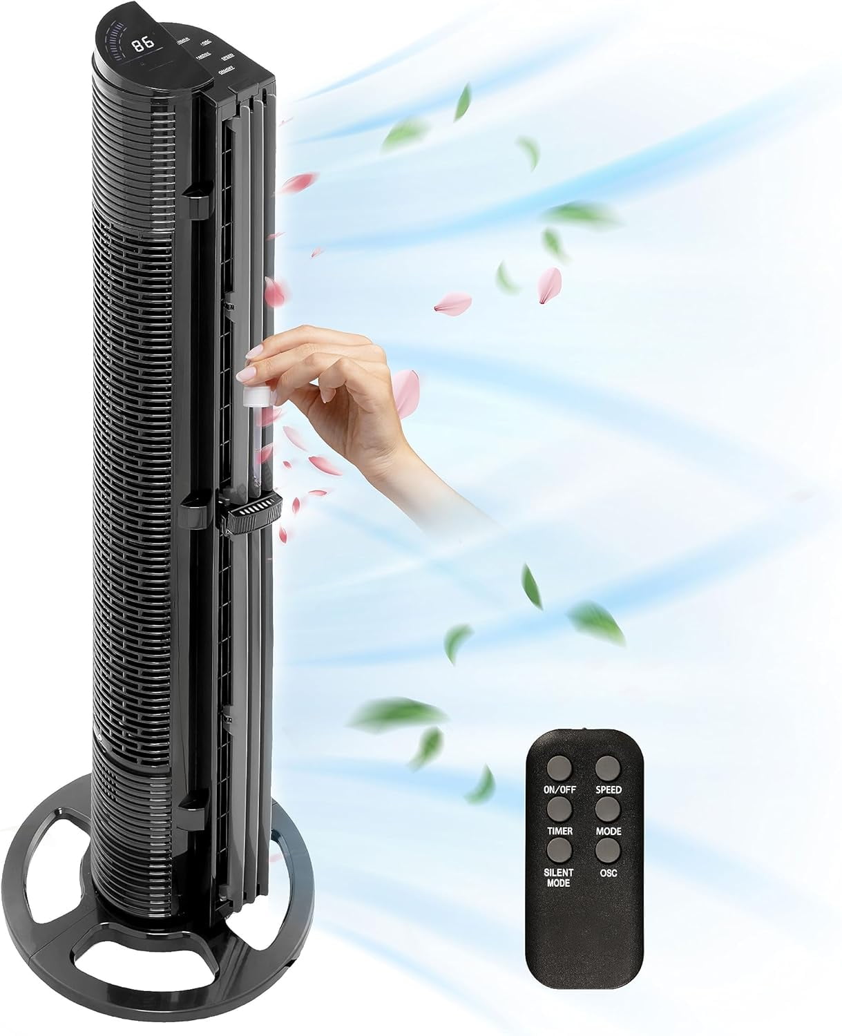 40 Inch Oscillating Tower Fan for Bedroom, 6 Speeds Standing Fan with ...