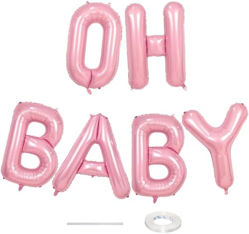 40 Inch Pastel Pink OH BABY Boon for Baby Shower, Large Light Pink OH ...