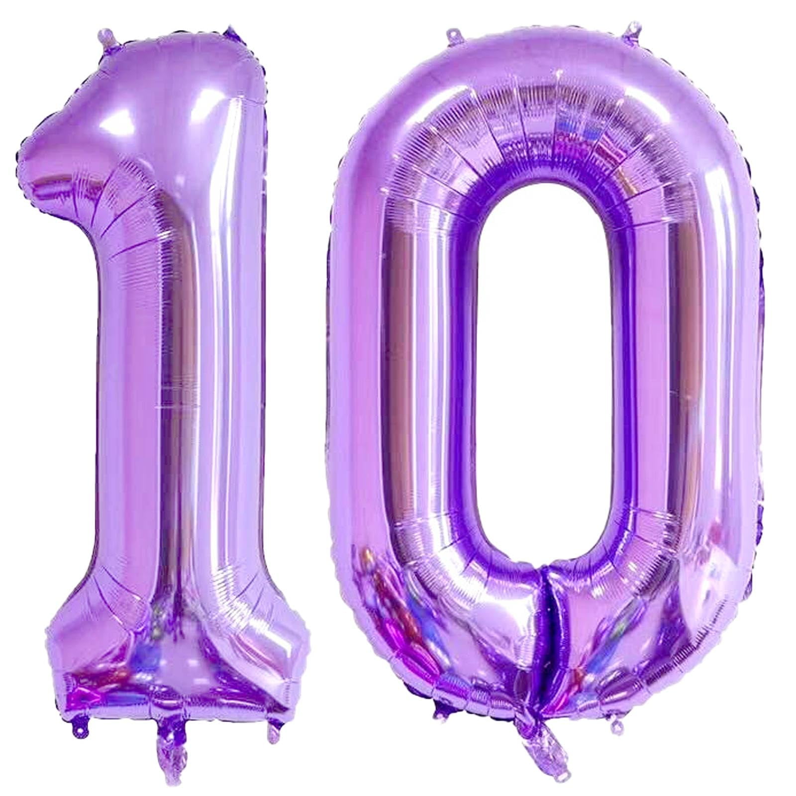 40 Inch Purple 10 ZS23 Number Balloons Jumbo Large Number 10 Foil Mylar ...