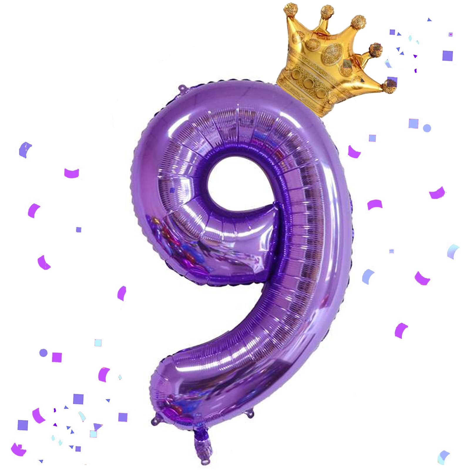 40 Inch Purple Number 9 & Mini Crown Balloon for Birthday Party ...