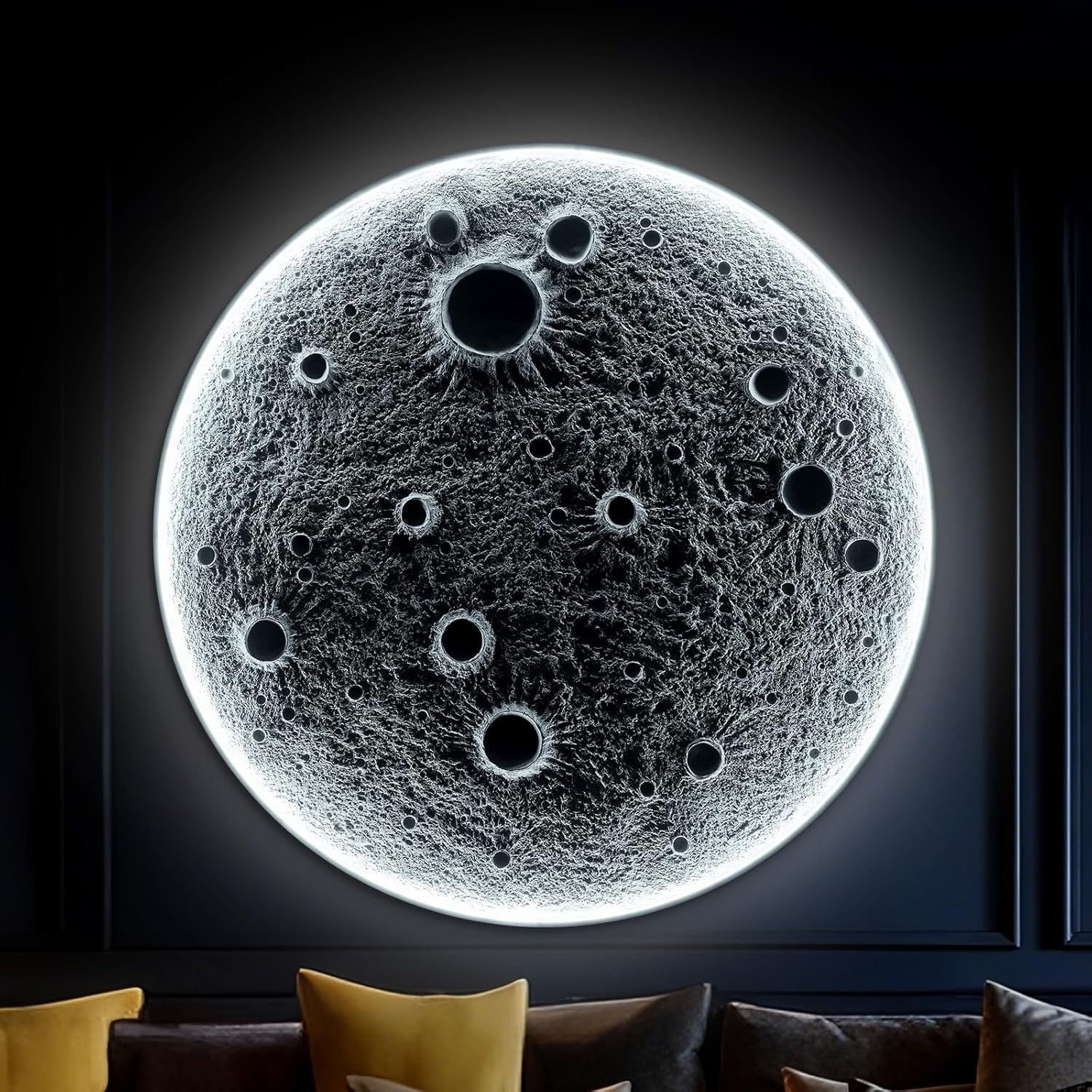 40-Inch Realistic Resin Moon Wall Light – Plug-in Dimmable LED Sconce ...