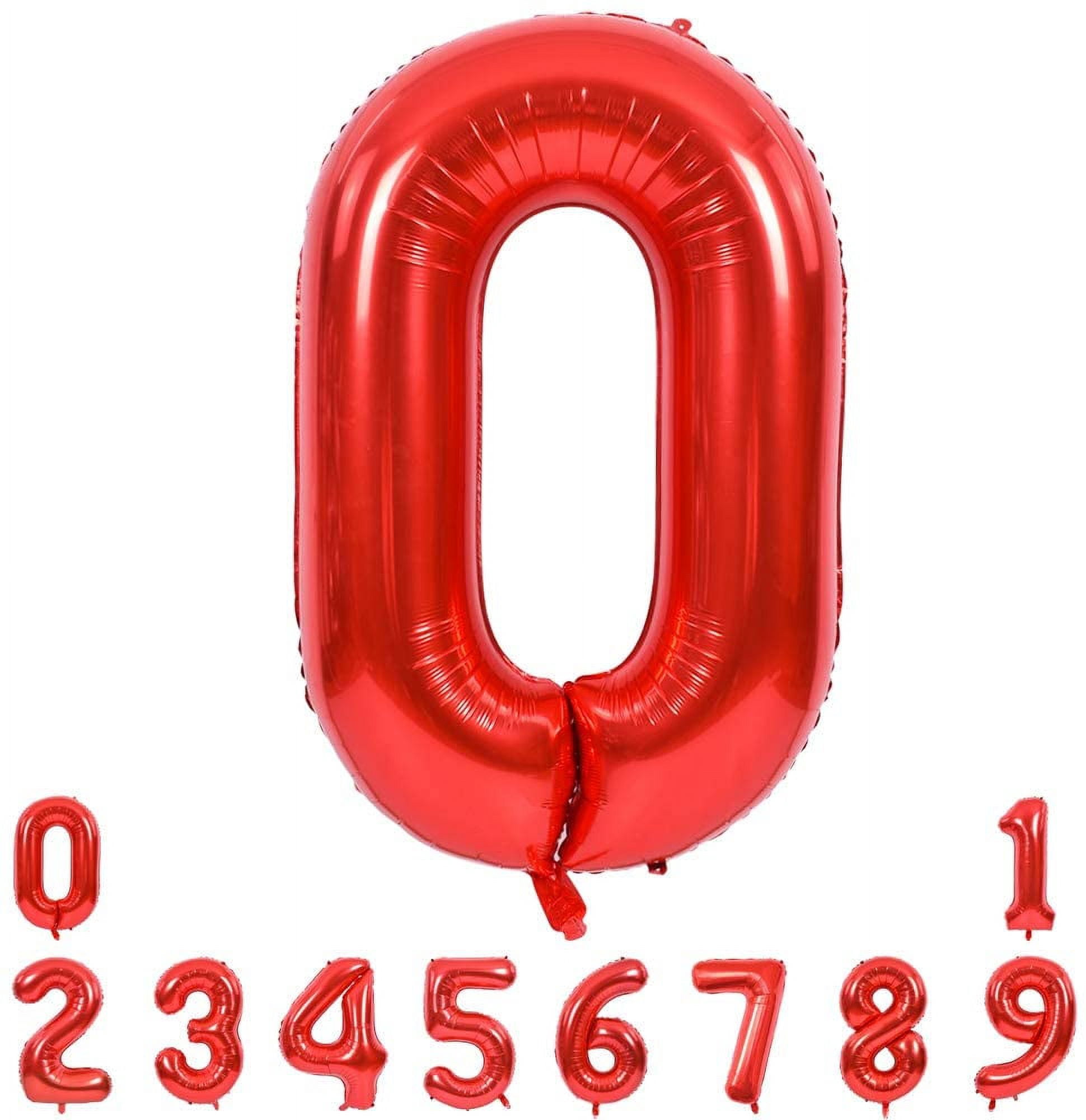 40 Inch Red Large Numbers Balloons 0-9, Number 0 Digital 0 Helium ...