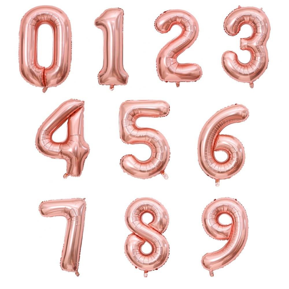40 Inch Rose Gold Jumbo Digital Balloons, Foil Mylar Numbers 0-9 for ...
