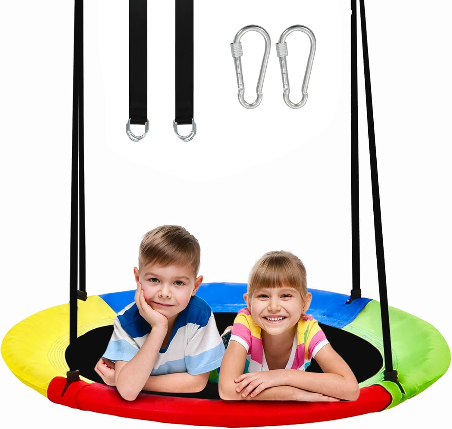 40 Inch Saucer Tree Swing for Kids Outdoor, Textilene Fabric Tear & UV ...