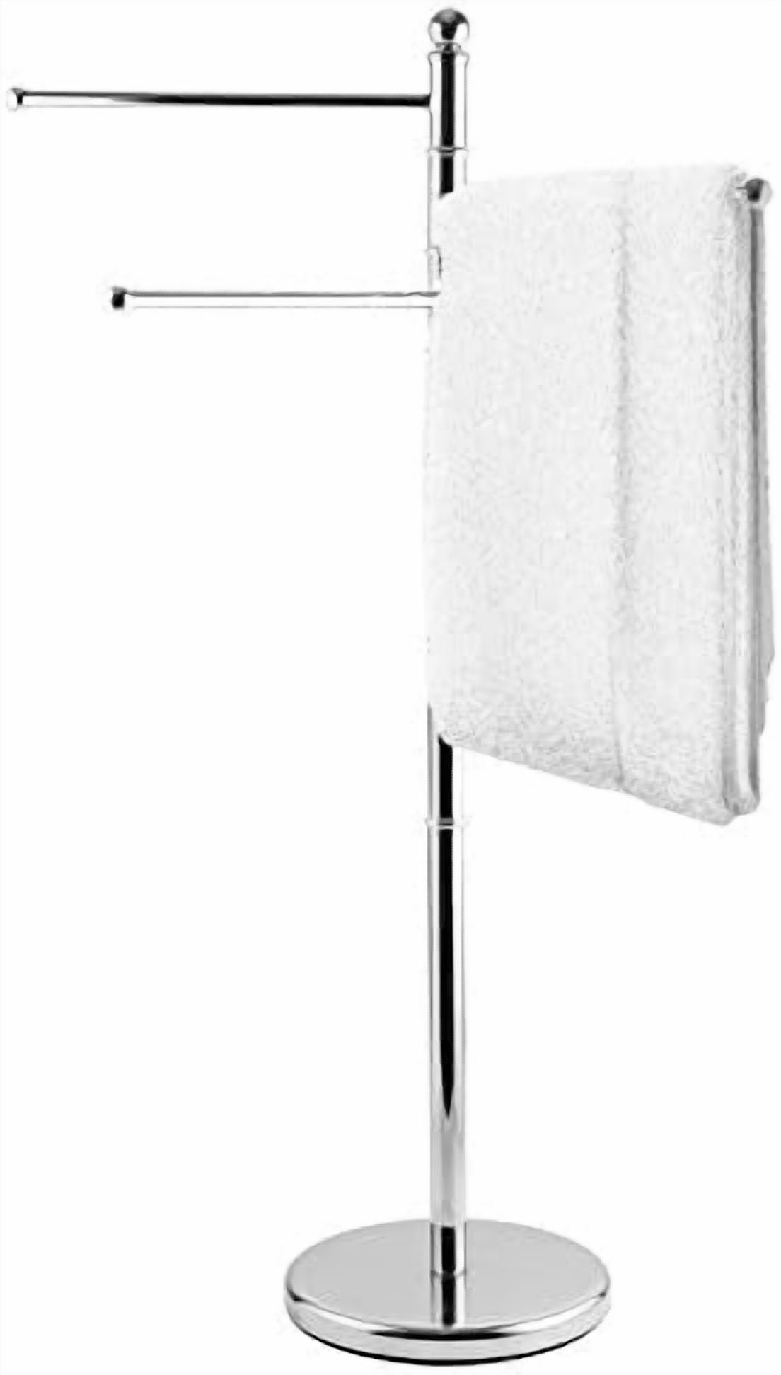 40-Inch Silver Metal Freestanding Towel Rack for Bathroom with 3 Swivel ...