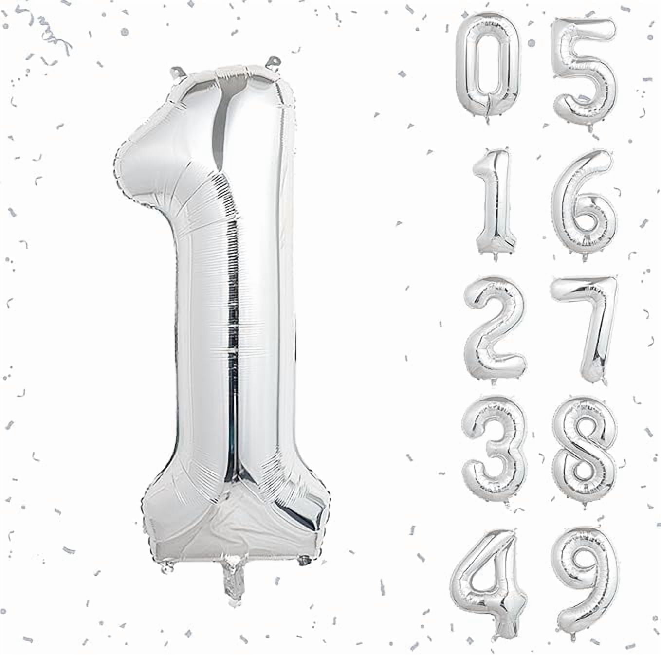 40 Inch Silver Number 1 Foil Balloon – Large Helium or Air Fill Mylar ...