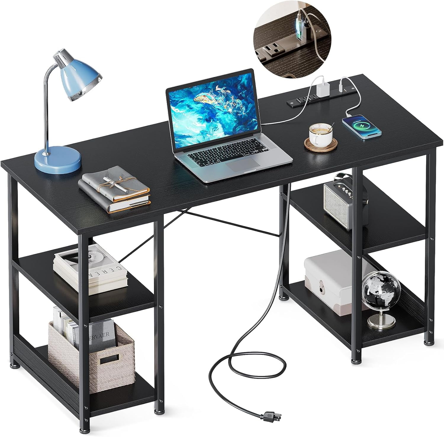 40 Inch Small Computer Desk with Power Outlets & USB Charging Port ...