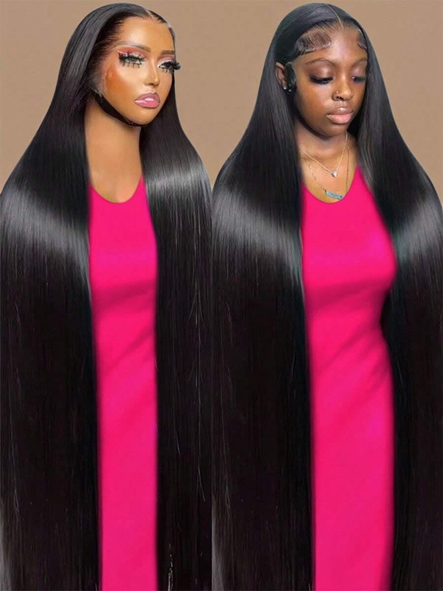 40 Inch Straight Human Hair 13x6 Lace Frontal Wig Bone Straight 13x6 ...