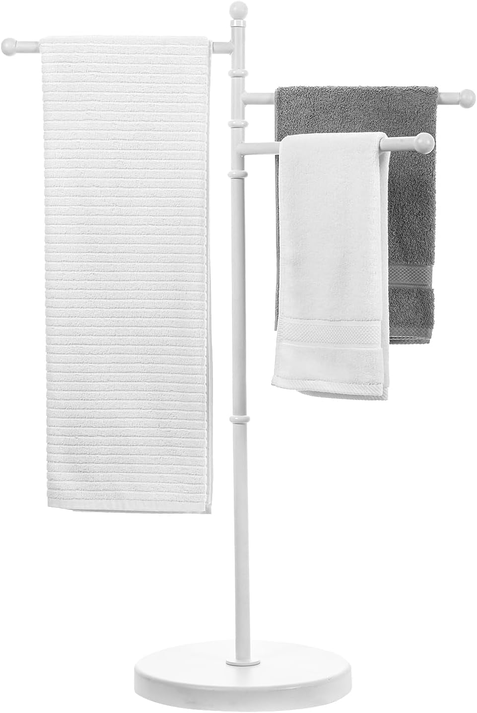 40 Inch Tall Matte White Metal Floor Standing Bathroom Towel Holder ...