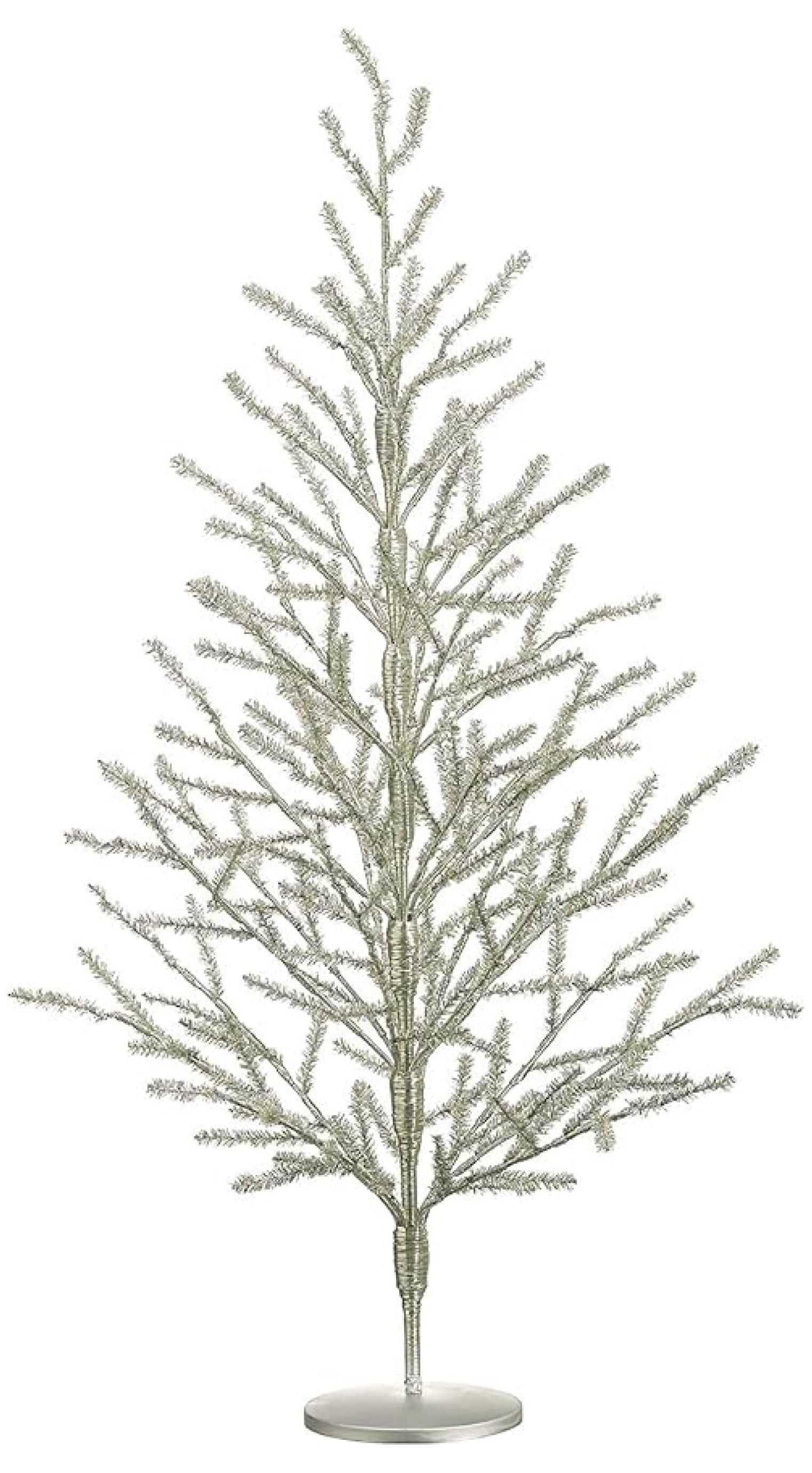 40 Inch Tinsel Christ mas Tree Antique Silver - 3.33 Foot Tinsel Pine ...
