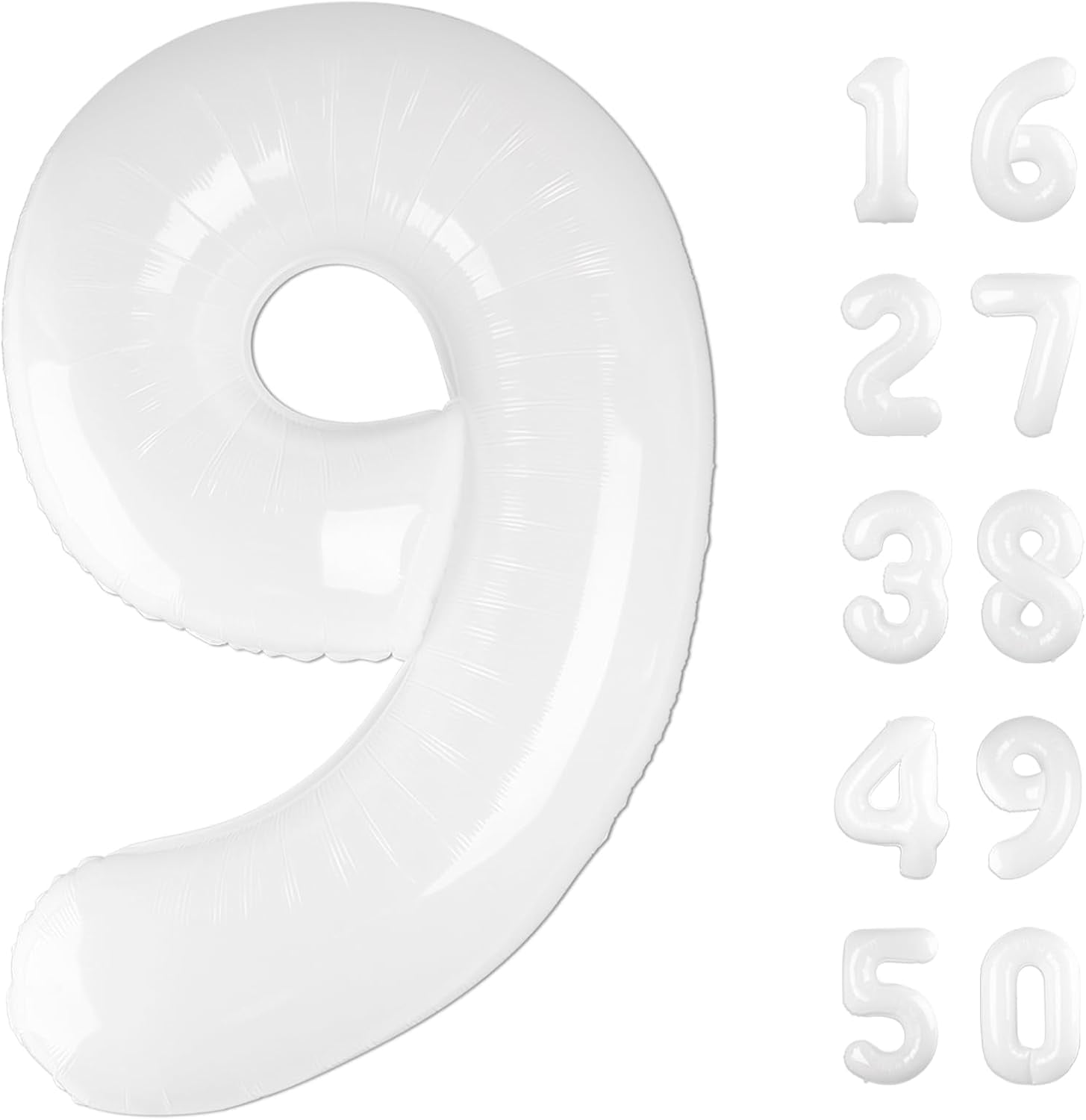 40 Inch White 9 Balloon Translucent Number Balloons 9th Giant Birthday ...