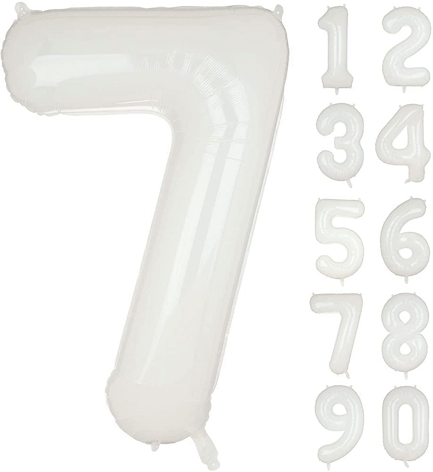 40 Inch White Number 7 Balloon Big Helium Balloon for Birthday Party ...