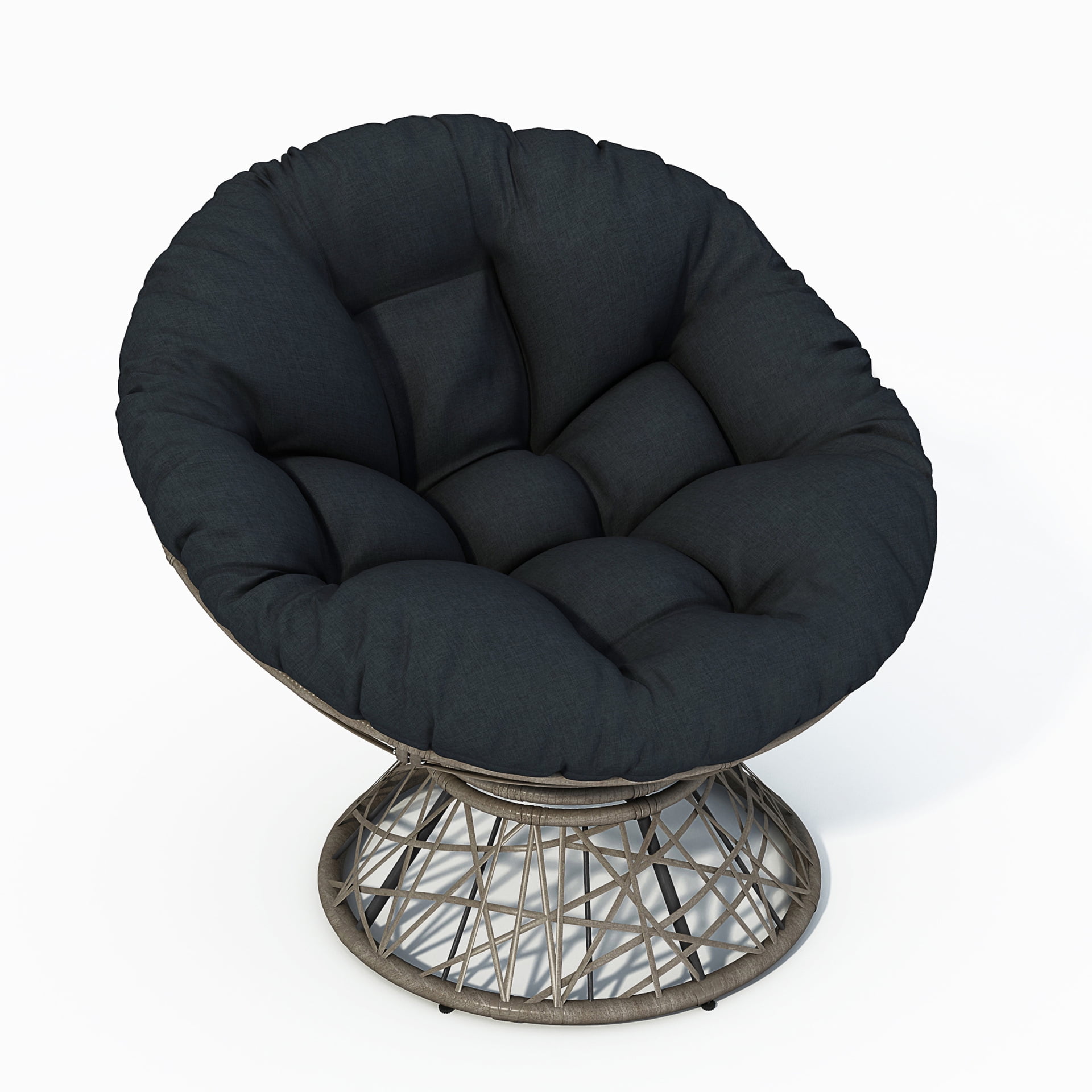 40 Inch Wicker Papasan Chair with Plush Cloud Cushion, 360 Degree ...