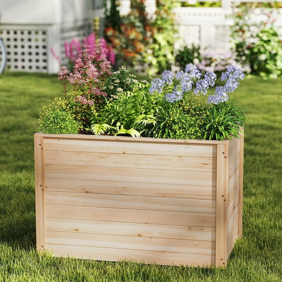 40 Inch x 25 Inch x 26 Inch Elevated Planter Box w/Open-Ended Base ...