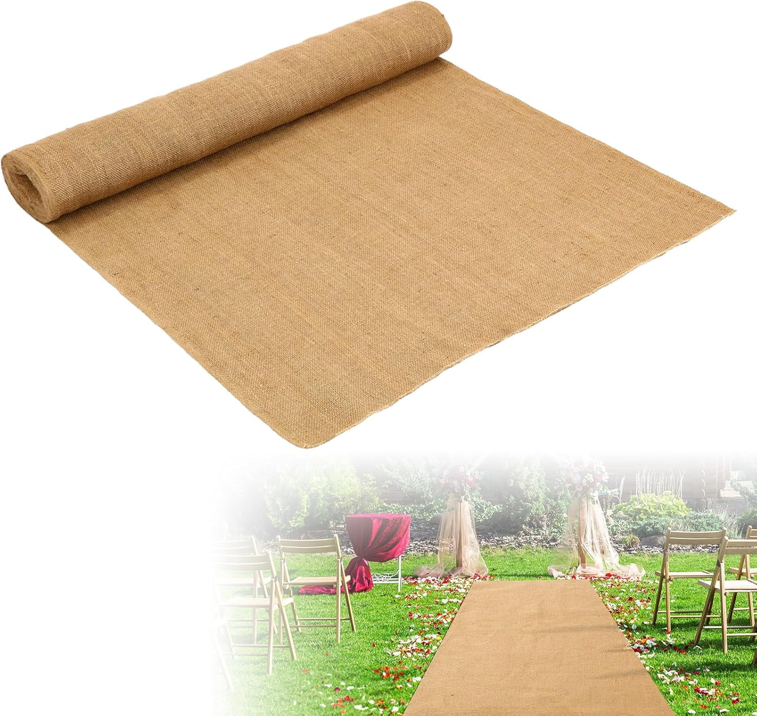 40 Inch x 30 Ft Extra Long Natural Burlap Wedding Aisle Runner Outdoor ...