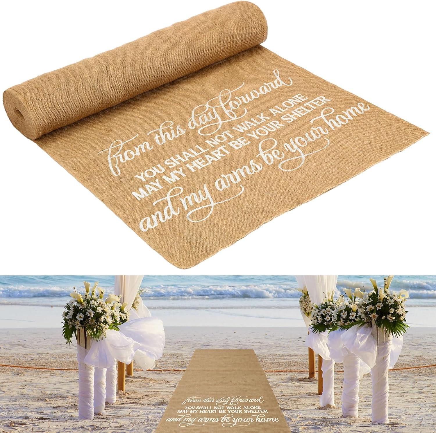40 Inch x 30 Ft Extra Long Natural Burlap Wedding Aisle Runner Outdoor ...
