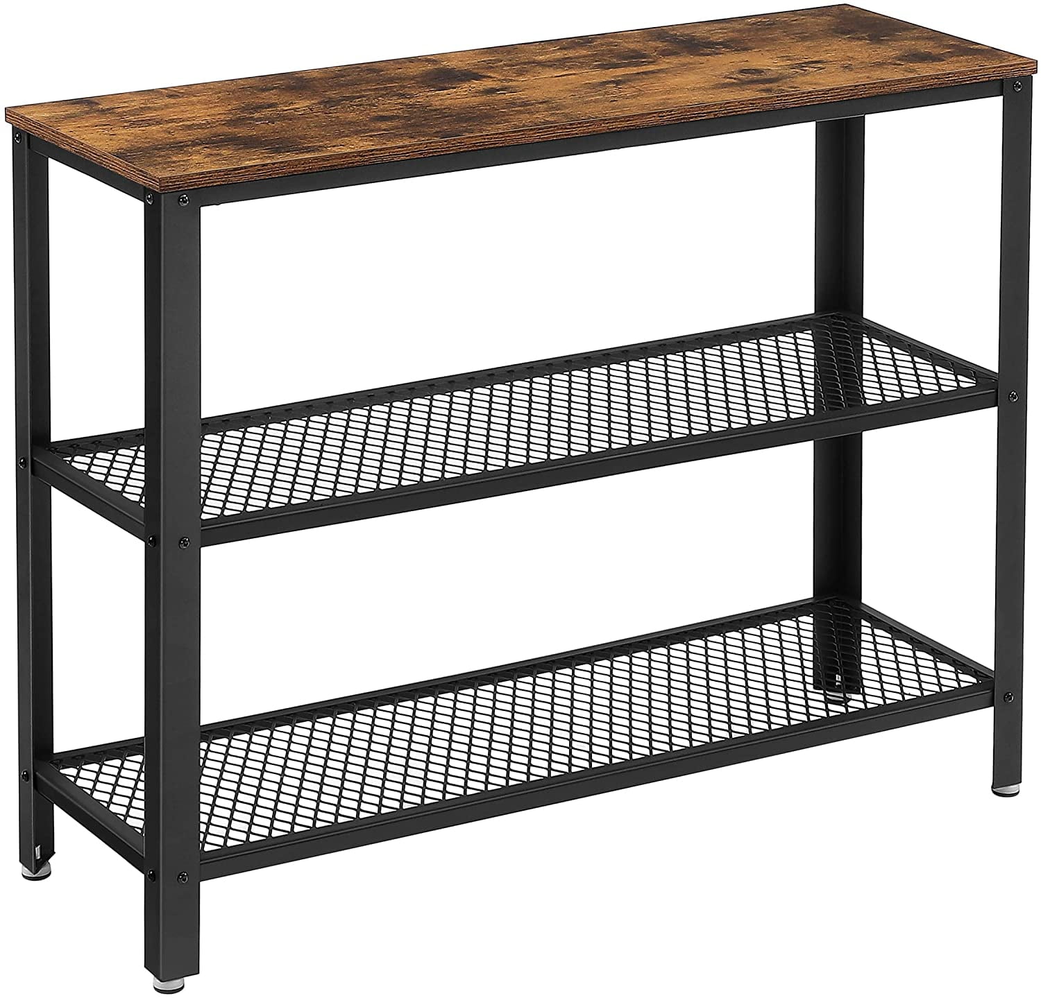 40" Industrial Console Table, 3 Tier Entryway Table with Storage Shelf ...