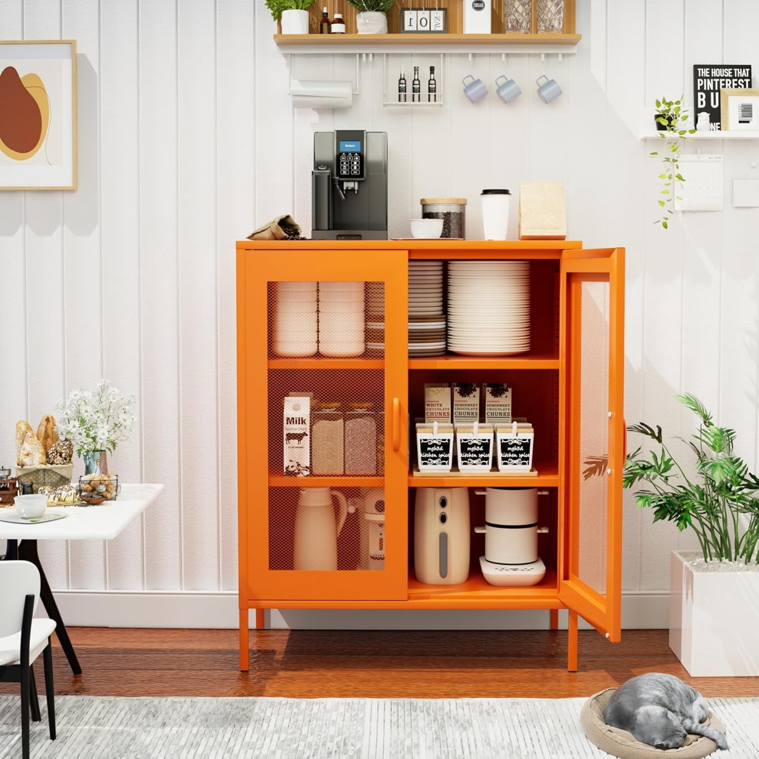 40" Industrial Storage Pantry, Kitchen Storage Cabinet with Mesh Door ...
