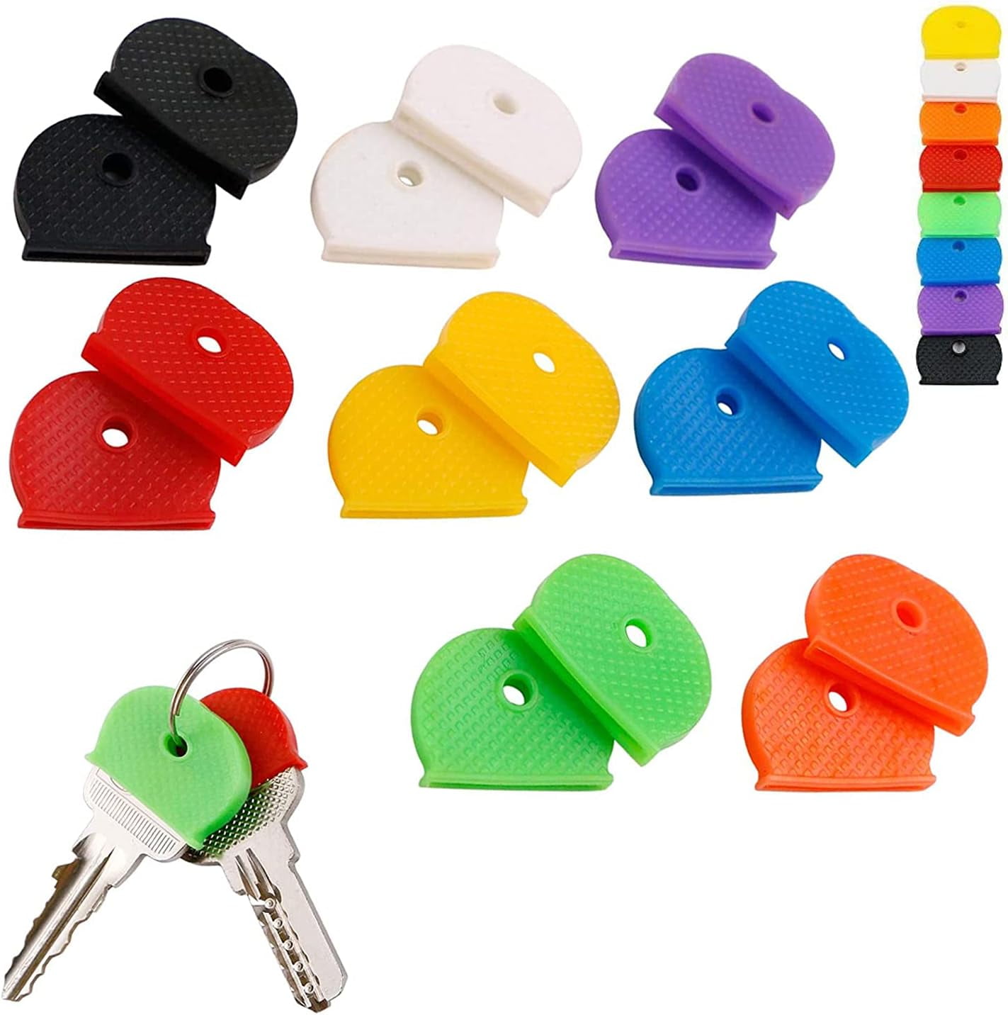 40 Key caps, Universal and Flexible Round Key Cap Cover Key Ring, 8 ...