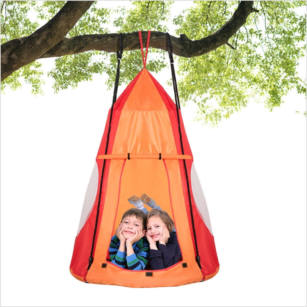 40" Kids Hanging Chair Swing TENTt Set Hammock Nest Pod Seat Orange ...