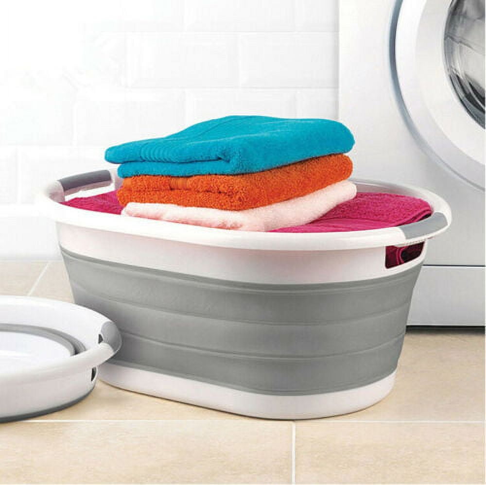 40 L Collapsible Plastic Laundry Basket Large Folding Pop Up Laundry ...