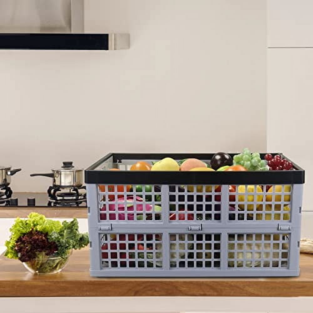 40 L Plastic Folding Storage Crate, Collapsible Storage Crates, 2-Pack ...