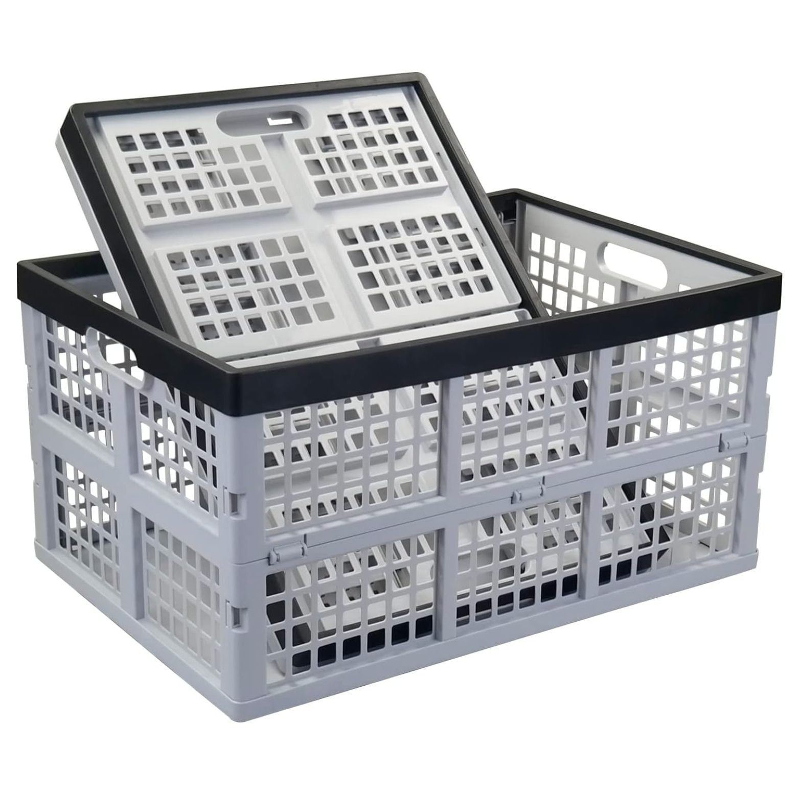 40 L Plastic Folding Storage Crate, Collapsible Storage Crates, 2-Pack ...