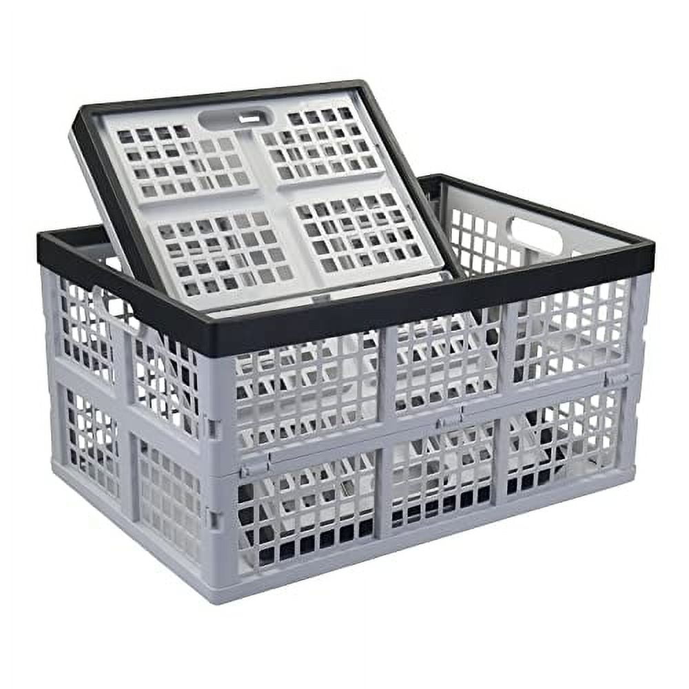 40 L Plastic Folding Storage Crate, Collapsible Storage Crates, 2-Pack ...