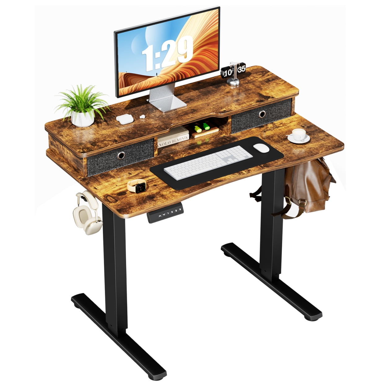 40"L Standing Desk with 2 Storage Drawers and Shelf,Electric Sit Stand ...
