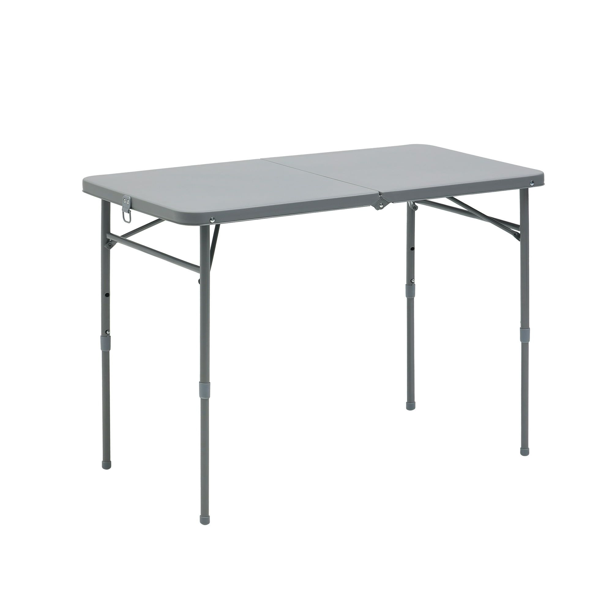 40"L x 20"W Plastic Adjustable Height Fold-in-Half Folding Table, Gray ...
