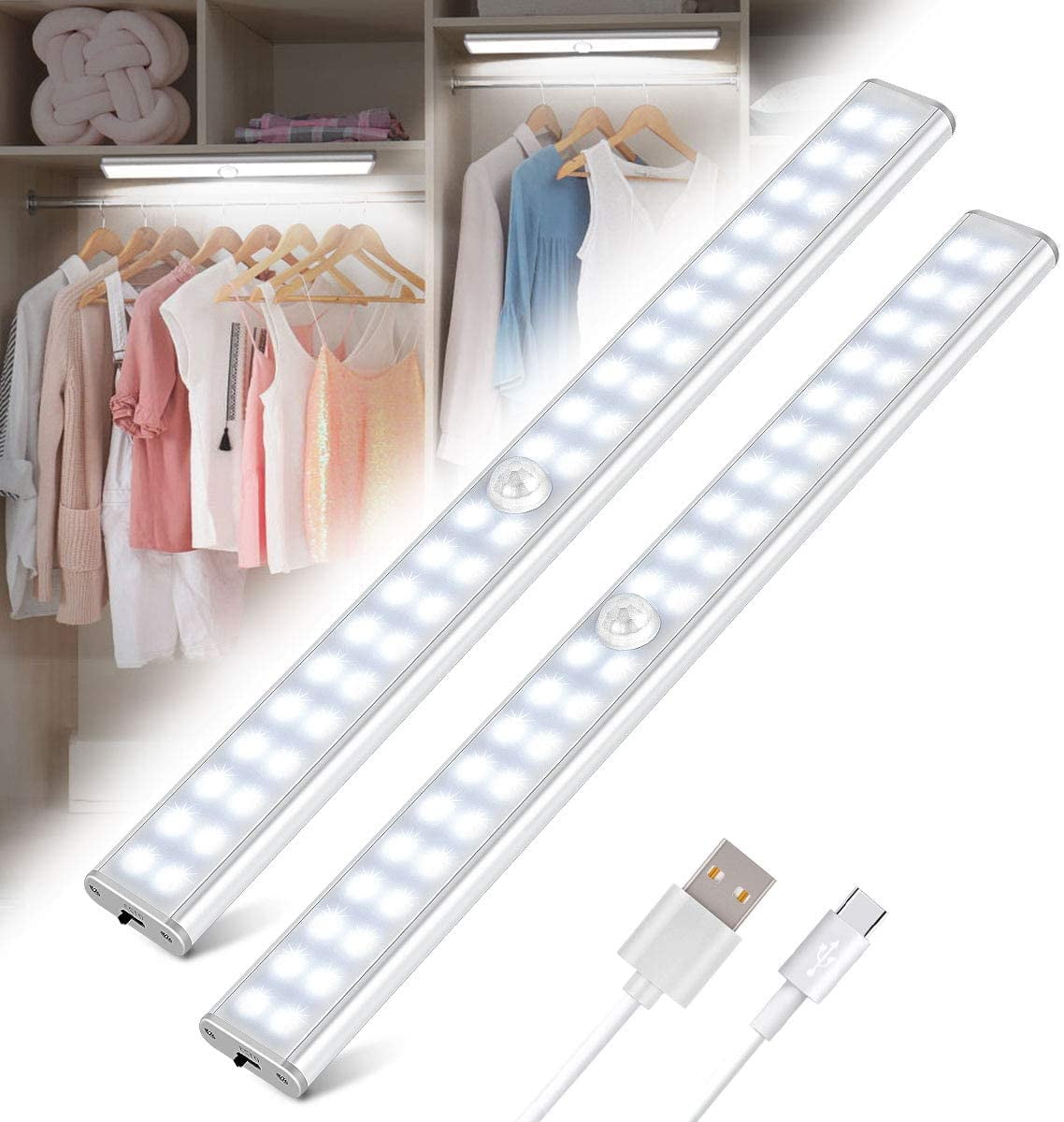40 LED Closet Lamp, Wireless, USB Rechargeable, Magnetized, Motion ...