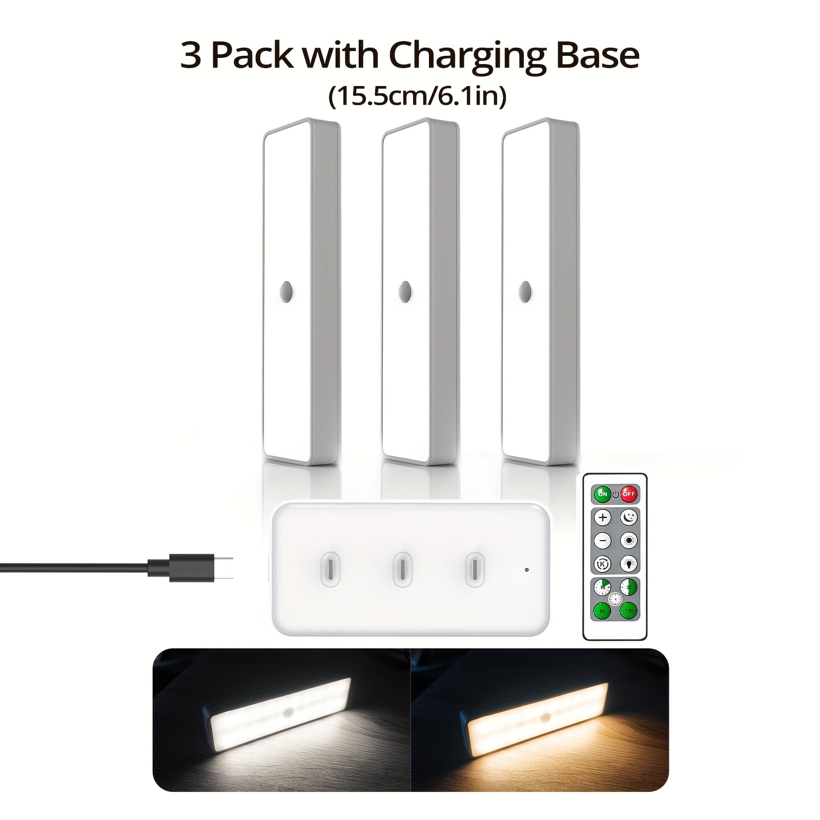 40 LED Closet Light w/ Charging Station | Dimmable USB Rechargeable ...