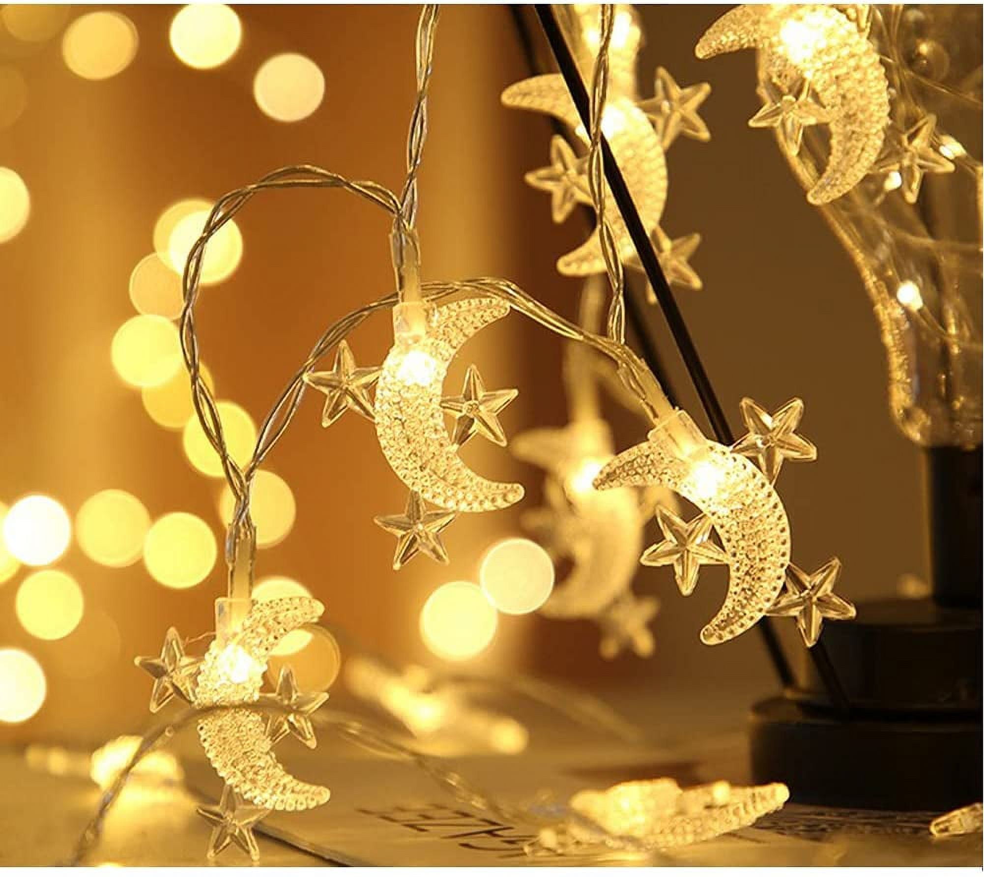 40 LED Moon String Lights Battery Operated 20ft Mini Star Fairy Lights ...