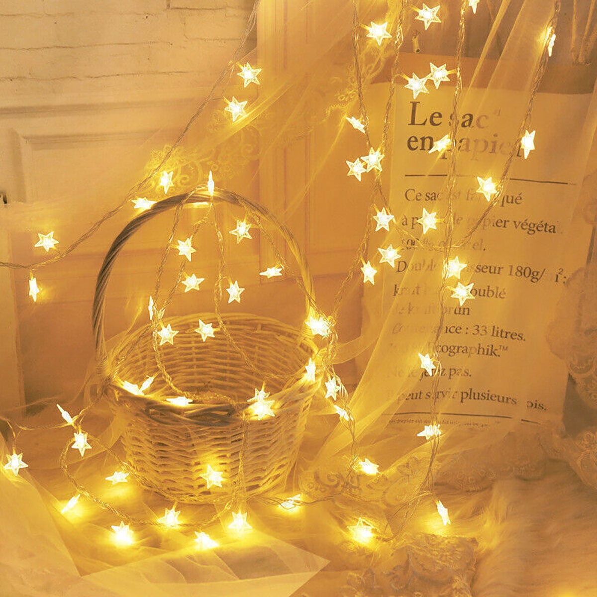 40 LED Star String Lights, 20 Ft Fairy Christmas Lights, Battery ...