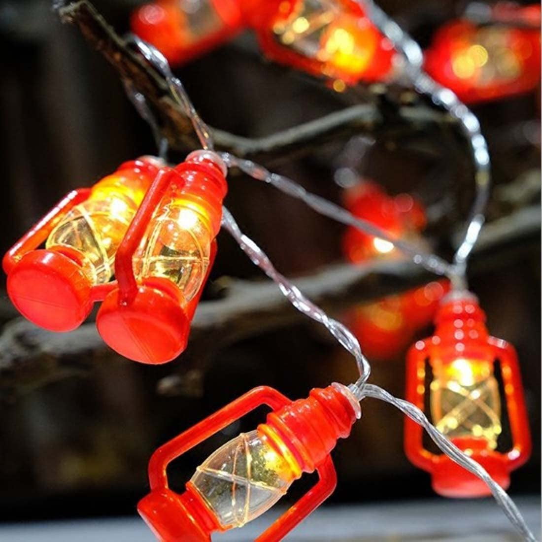 40 LEDs 20ft Mini Retro Red Kerosene Lantern String Lights, Battery ...