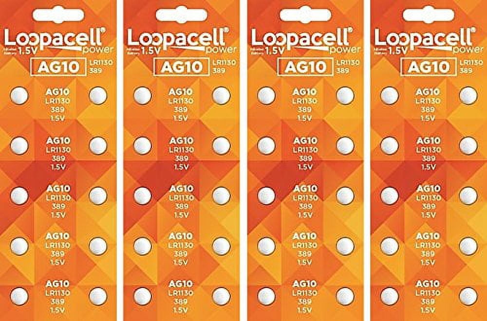 40 LOOPACELL AG10 Button Cell Batteries, AG10 Coin Cell Battery ...