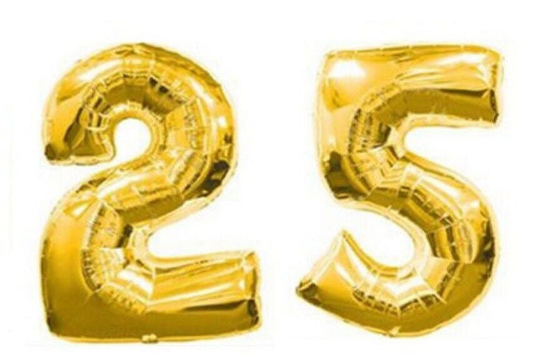 40" Large 25 Gold Number Balloons 25th Birthday Anniversary Foil Float ...