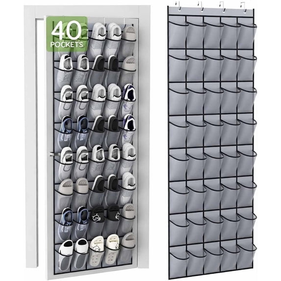40 Large Mesh Pocket Over the Door Shoe Organizer, Shoe Rack for Door ...