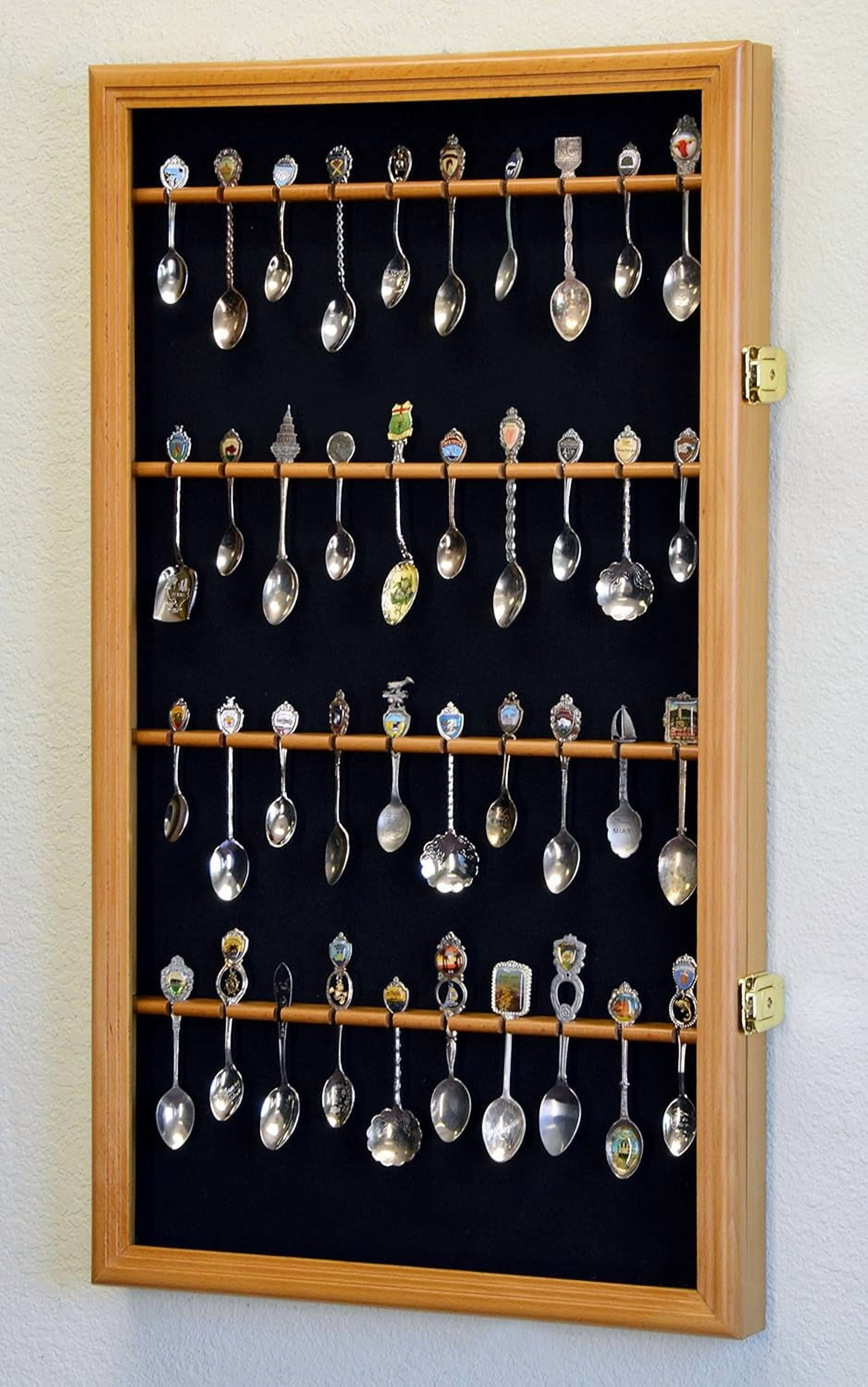 40 Larger Spoon Display Case Cabinet Wall Mount Rack Holder w/98% UV ...