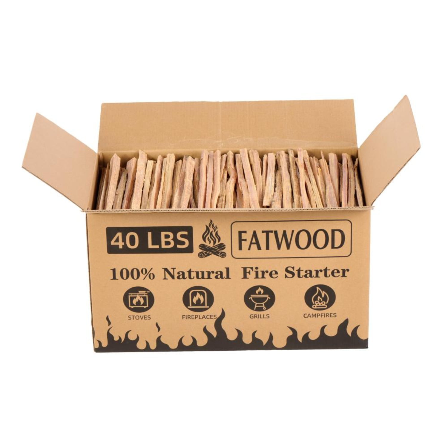 40 Lbs Fatwood Fire Starter Sticks, 100% Natural Kindling wood, Pine ...
