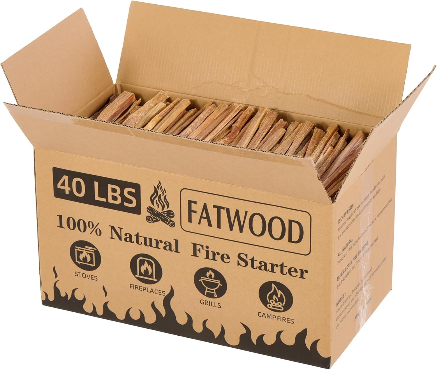 40 Lbs Fatwood Fire Starters for Wood Stove,Fire Starter Sticks for ...
