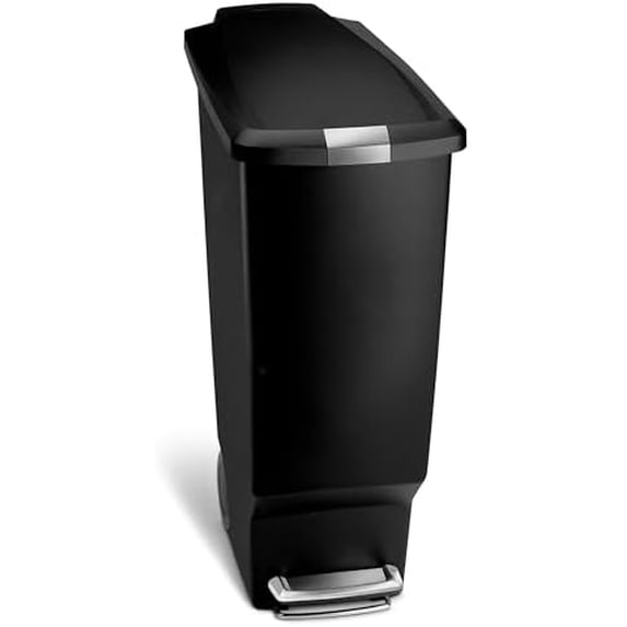 40 Liter / 10.6 Gallon Slim Kitchen Step Trash Can With Secure Slide ...