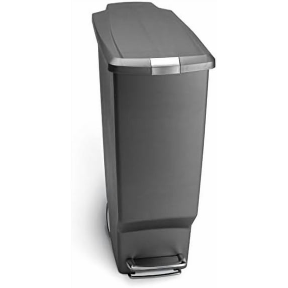 40 Liter / 10.6 Gallon Slim Kitchen Step Trash Can With Secure Slide ...