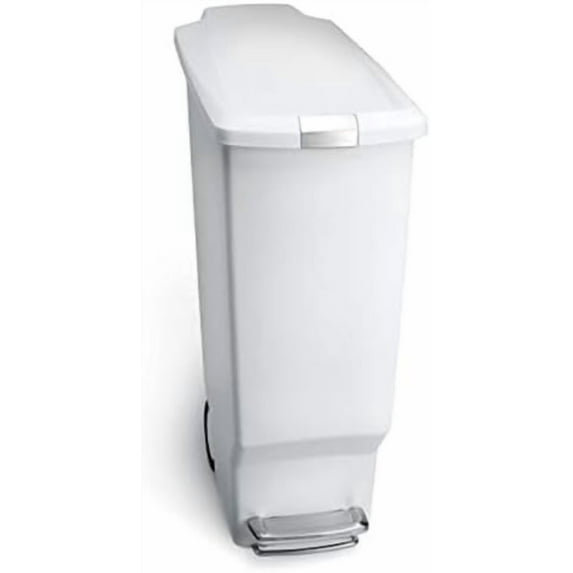 40 Liter / 10.6 Gallon Slim Kitchen Step Trash Can With Secure Slide ...