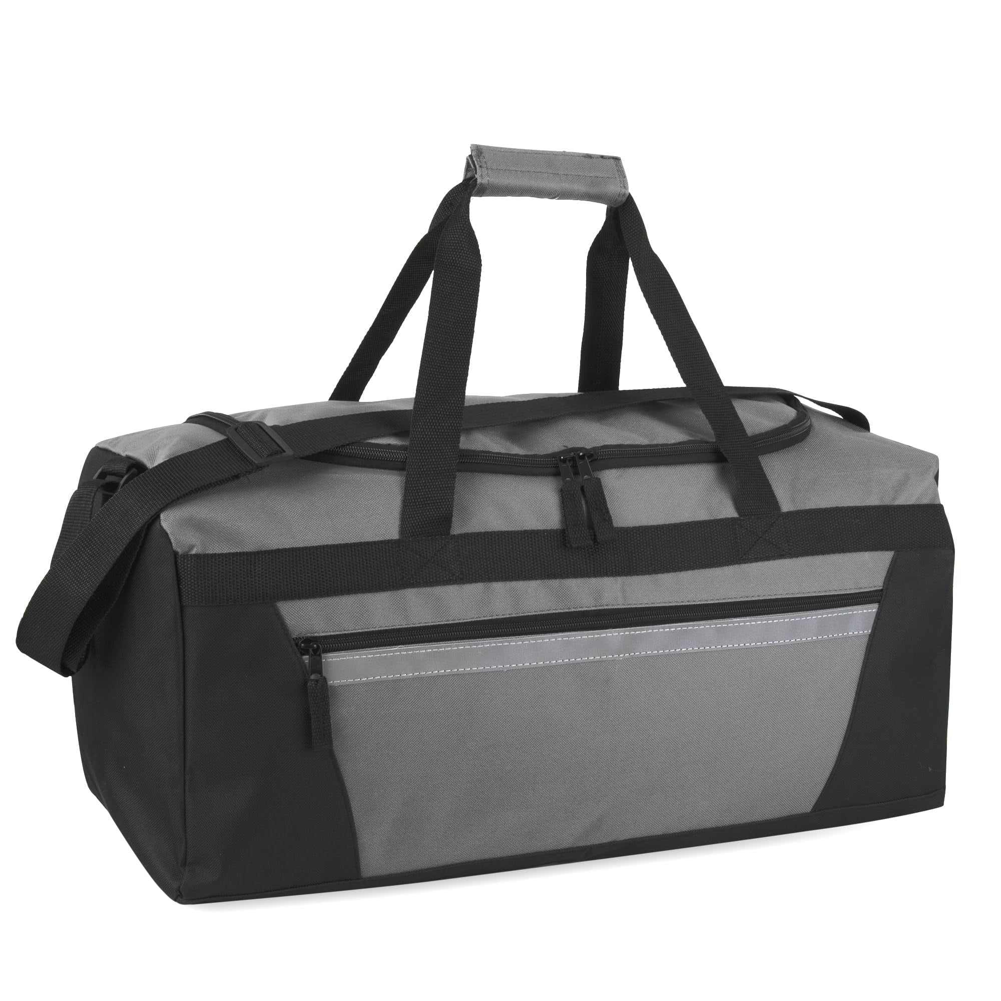 40L Gray Duffle Bag with Reflective Stripe, Accessory Pocket, Handles ...