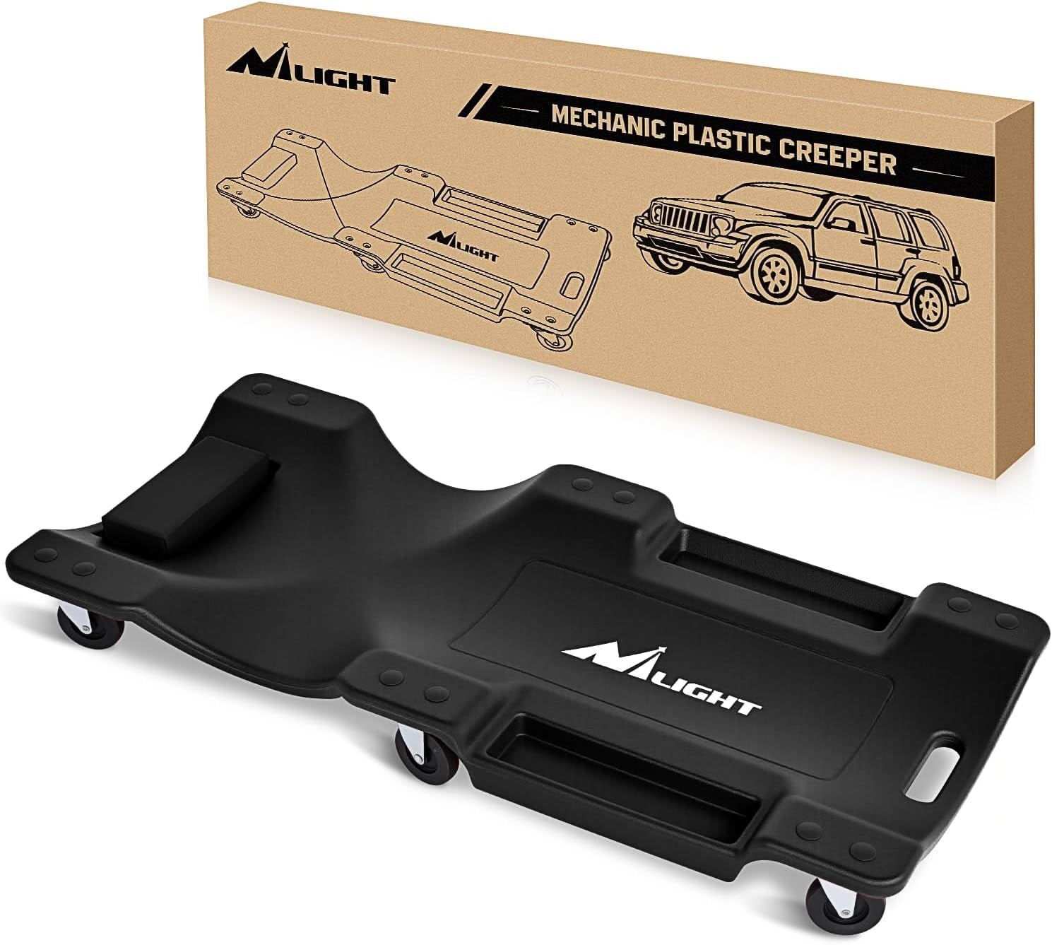 40" Mechanic Plastic Creeper -40 Inches Blow-Molded Rolling Garage Cart ...