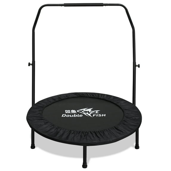 40" Mini Trampoline with Adjustable Foam Handle, 400LBS Max Load, Black ...