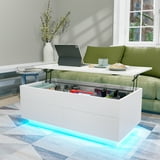 40" Modern Lift Top Coffee Table with Hidden Compartment White Coffee ...