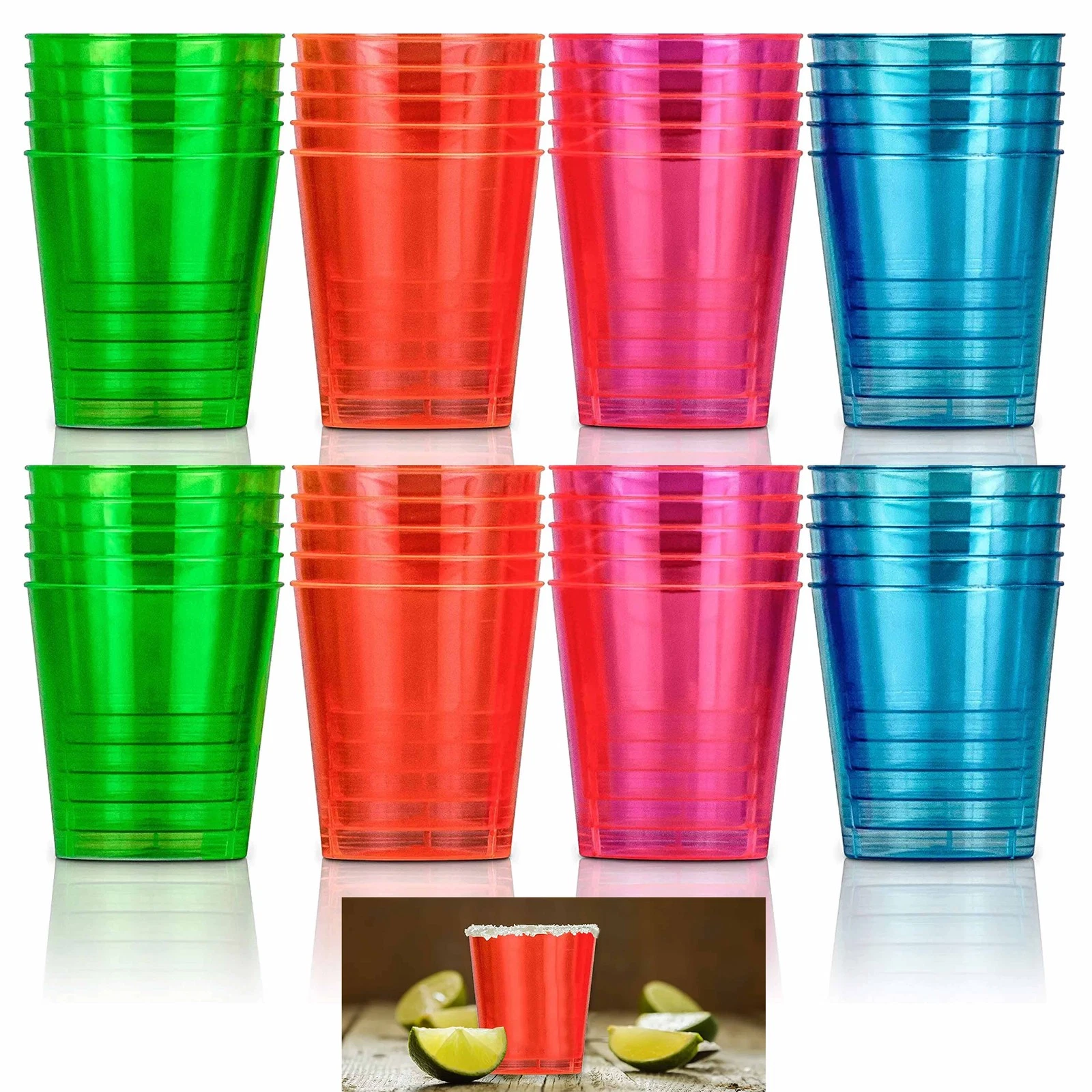 40 Multi Color Shot Glasses Hard Plastic 0.68 Oz 20Ml Mini Party Cups Drink Bar - Walmart.com