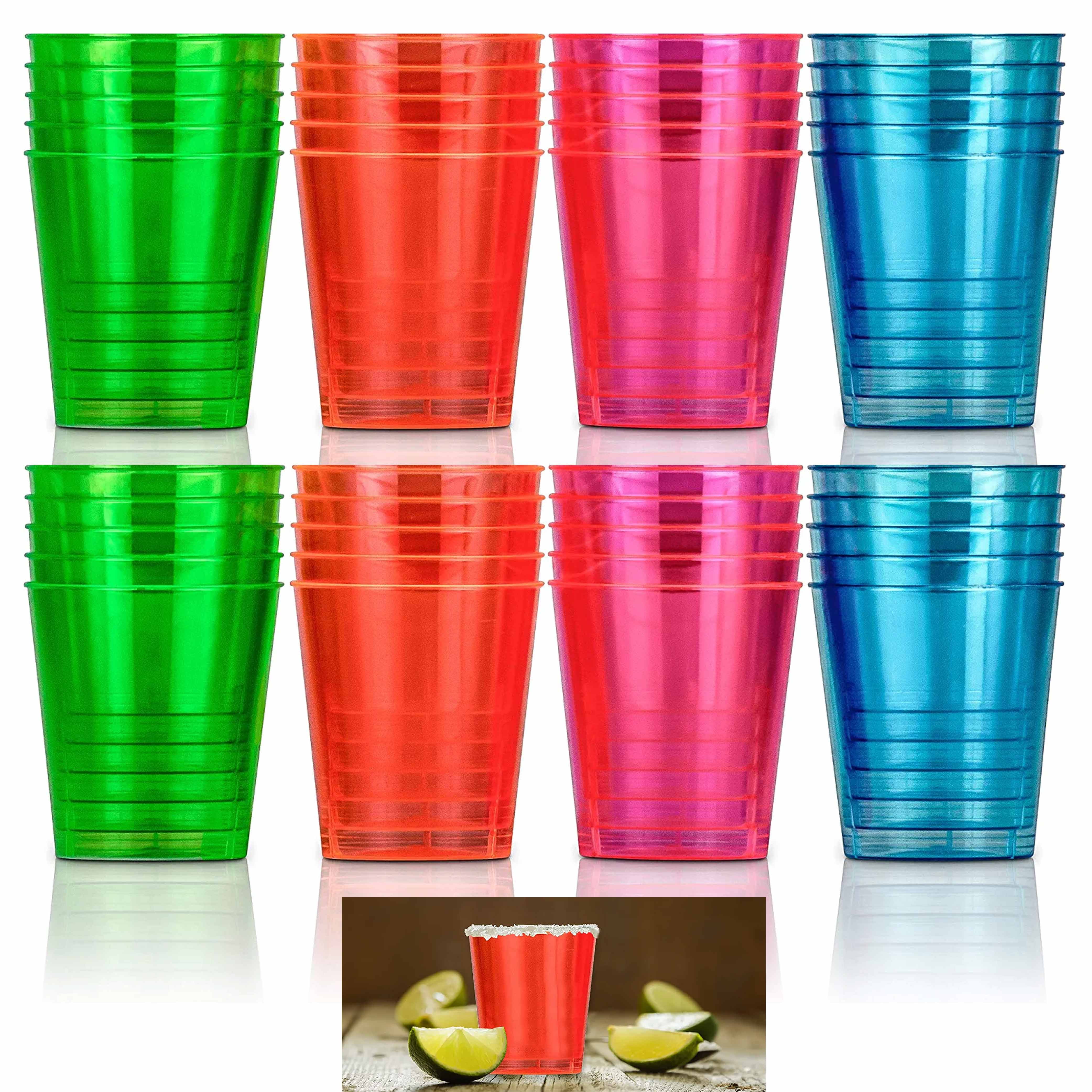 40 Multi Color Shot Glasses Hard Plastic 0.68 Oz 20ml Mini Party Cups ...